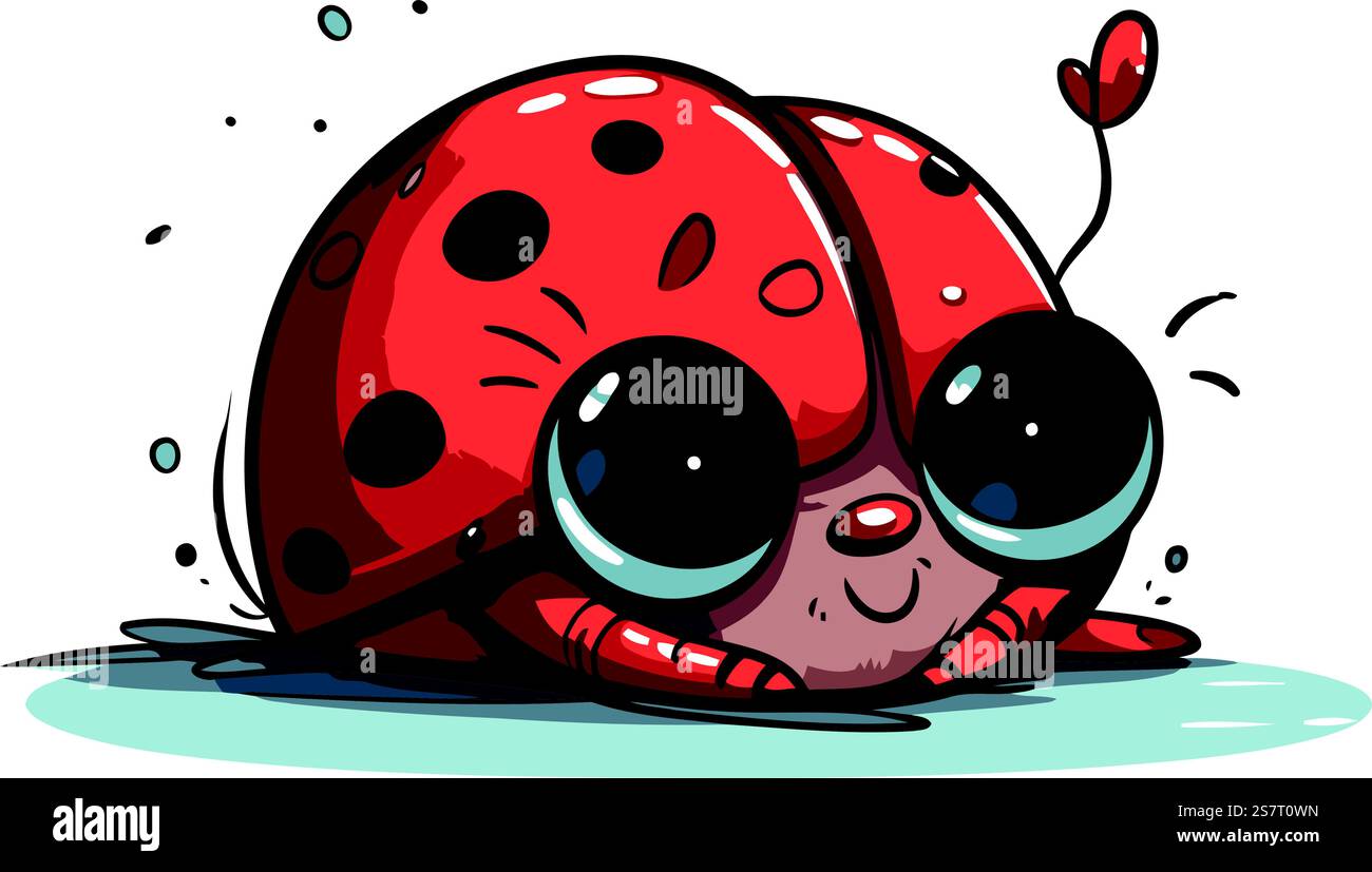Cute ladybug cartoon vector illustration. Isolated on white background ...