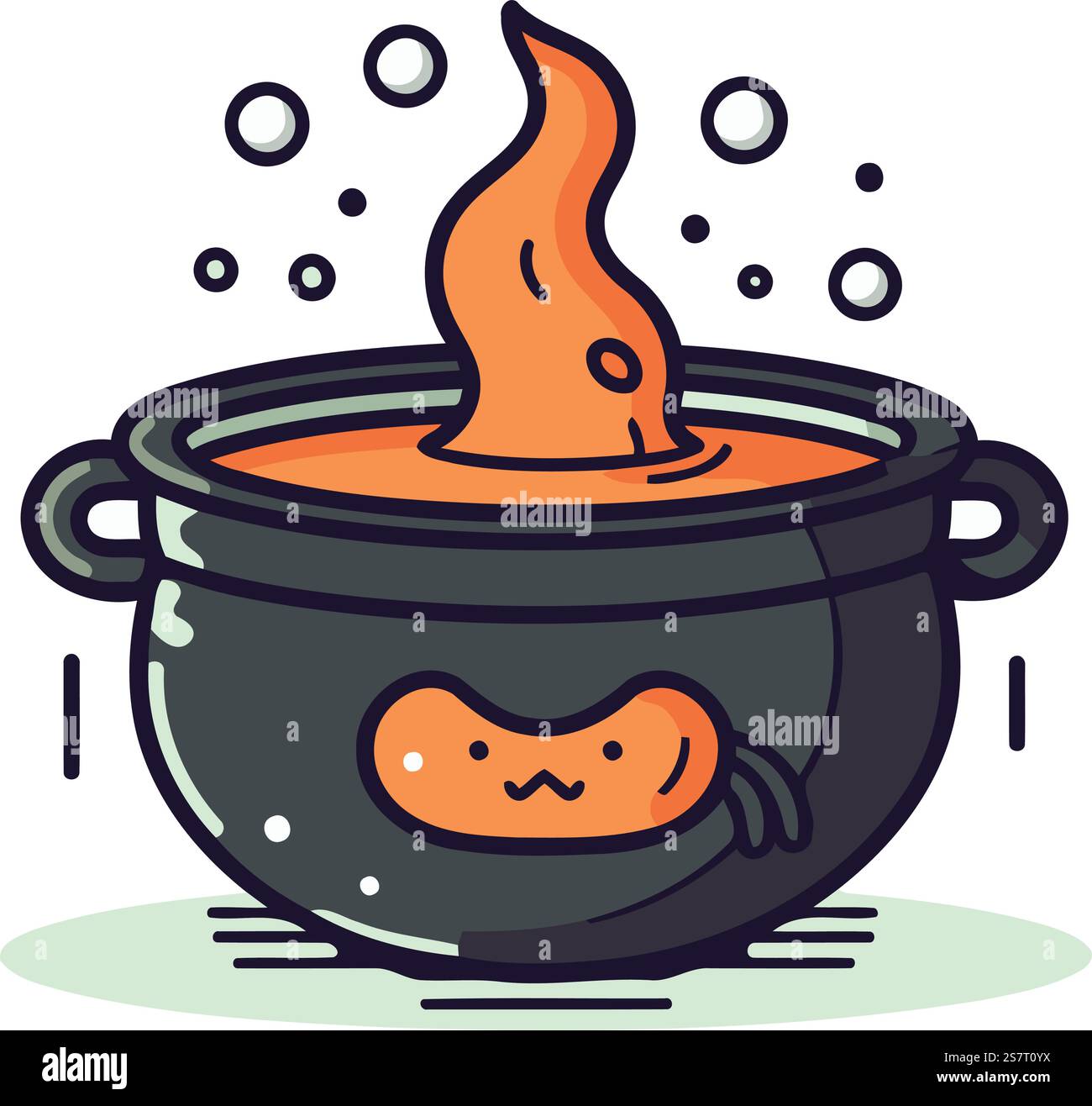 Cooking soup in cauldron. Vector illustration in cartoon style Stock ...