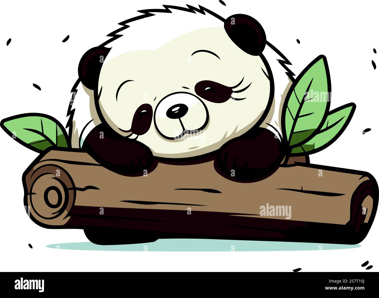 Panda sleeping on wooden log. Cute cartoon vector illustration Stock ...