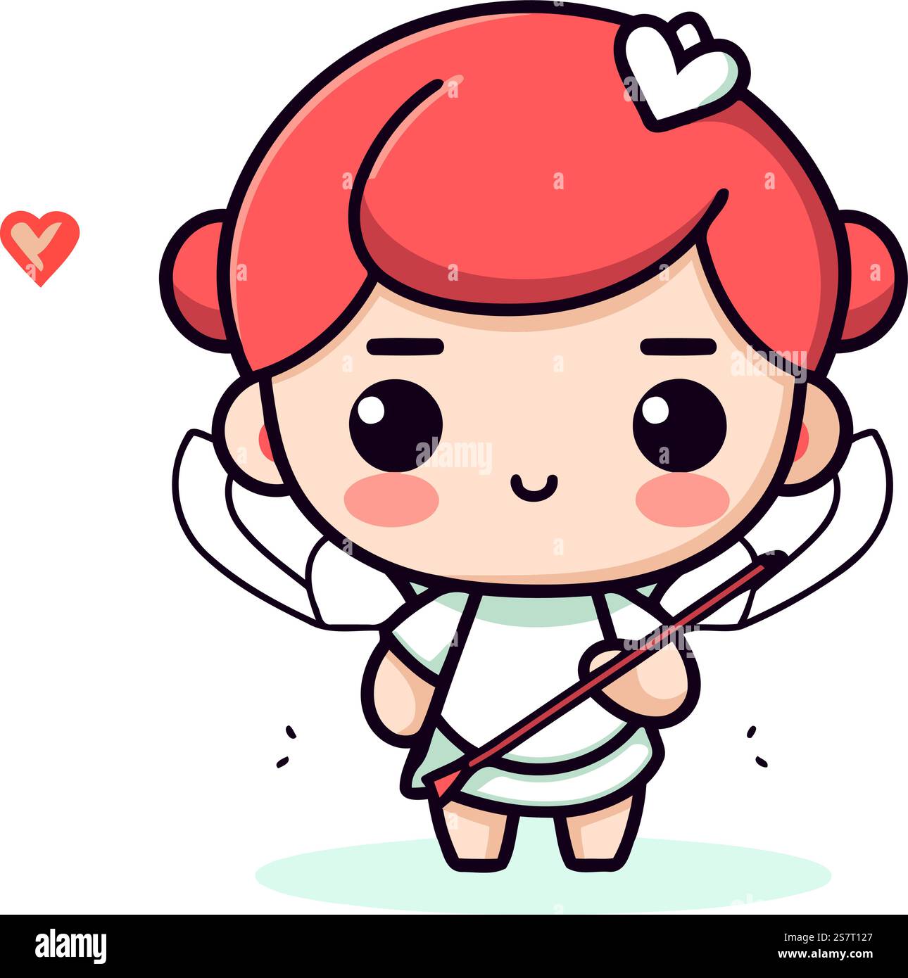 Cupid with bow and arrow. Cute cartoon vector illustration Stock Vector ...