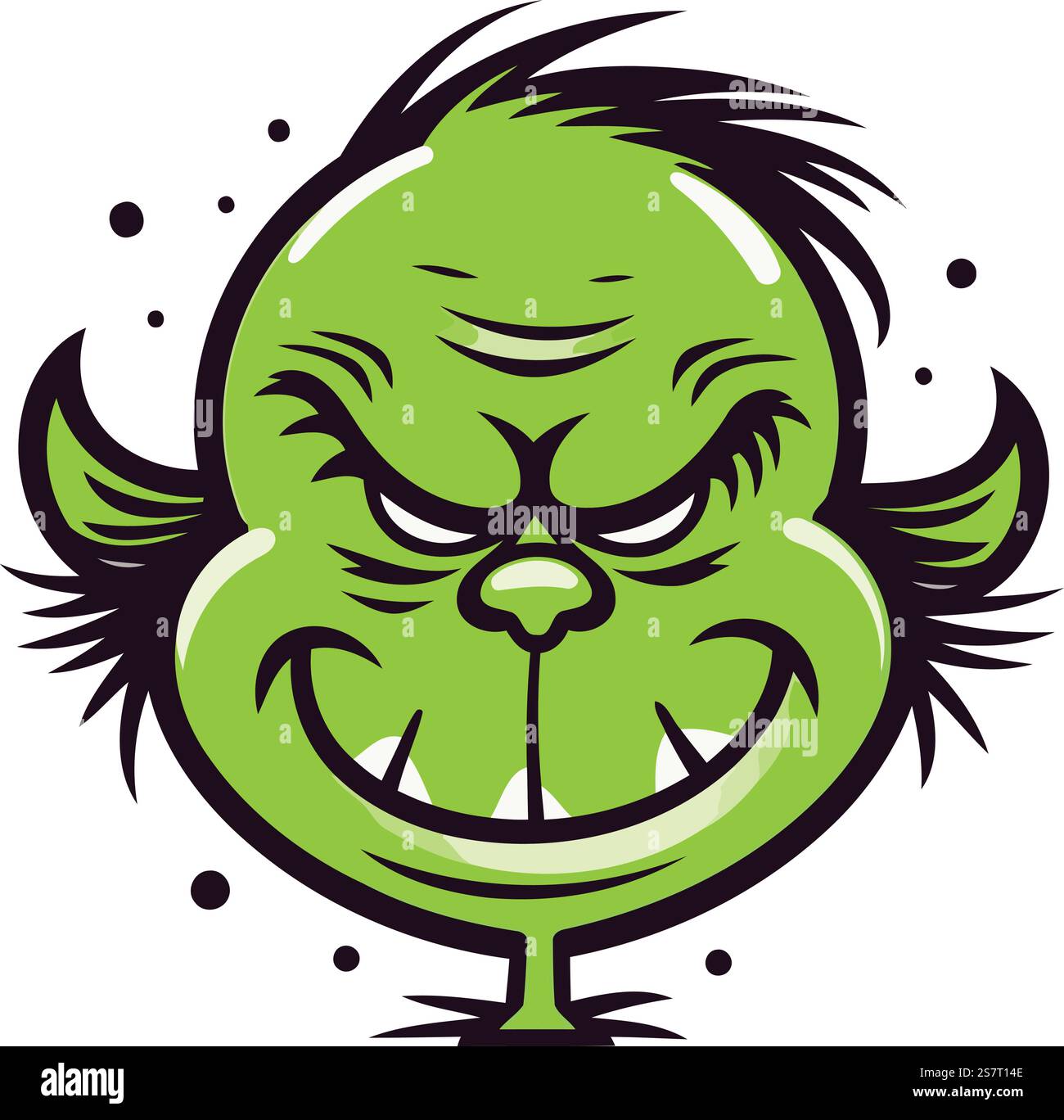 Angry cartoon monster. Vector illustration of a green monster with ...