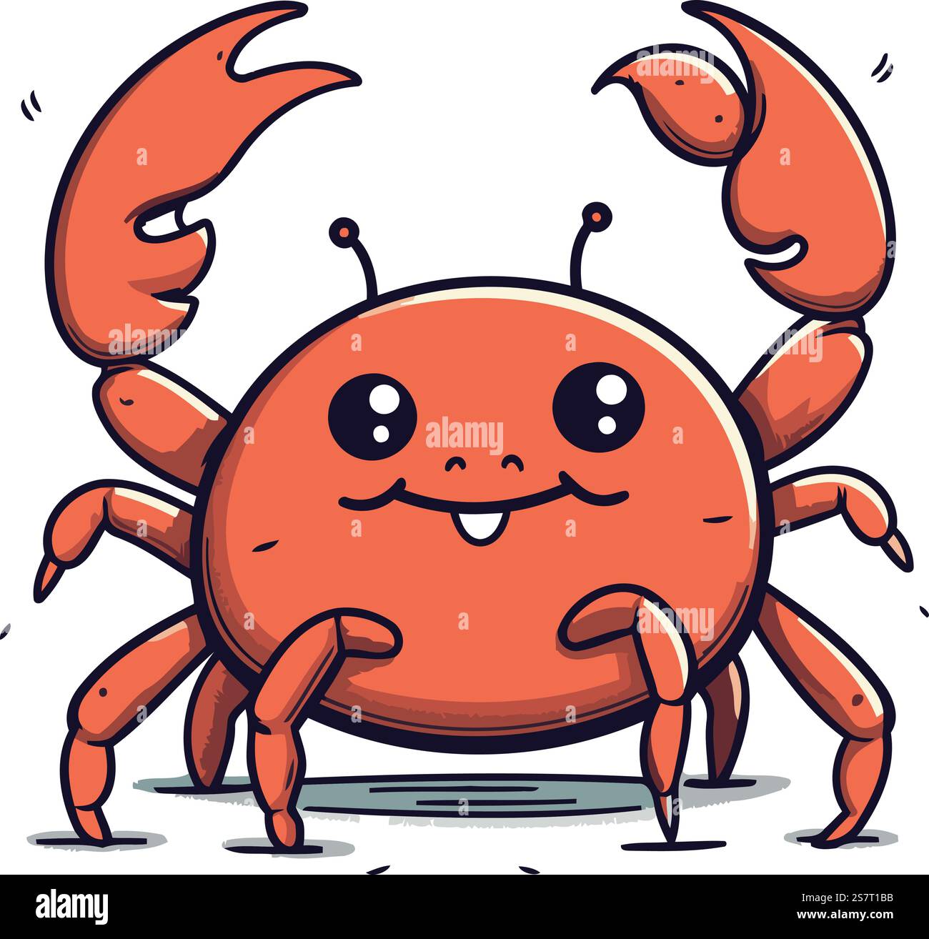 Cute cartoon crab character. Vector illustration isolated on white ...