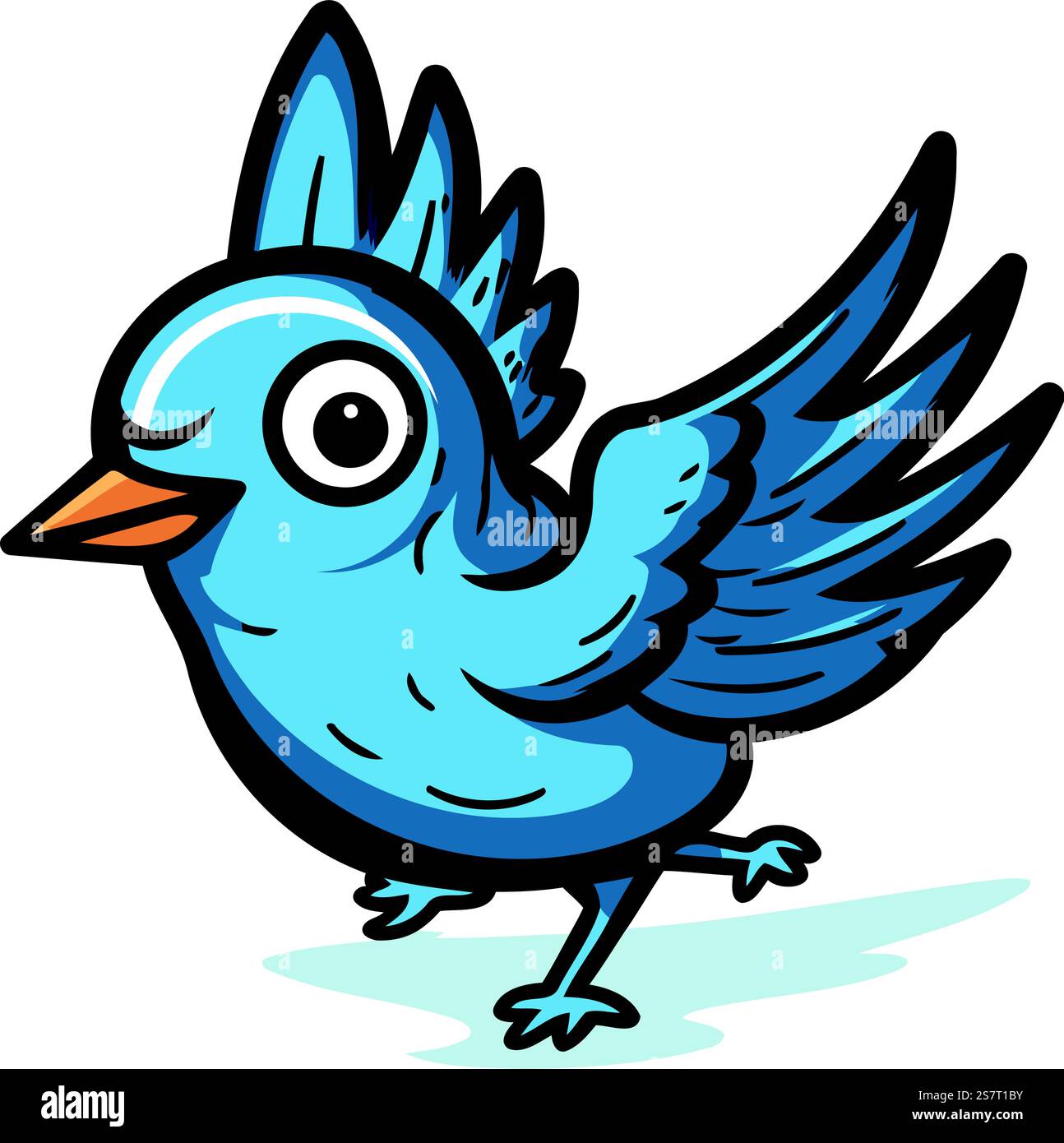 Blue Bird Cartoon Character. Vector Illustration Isolated On White ...