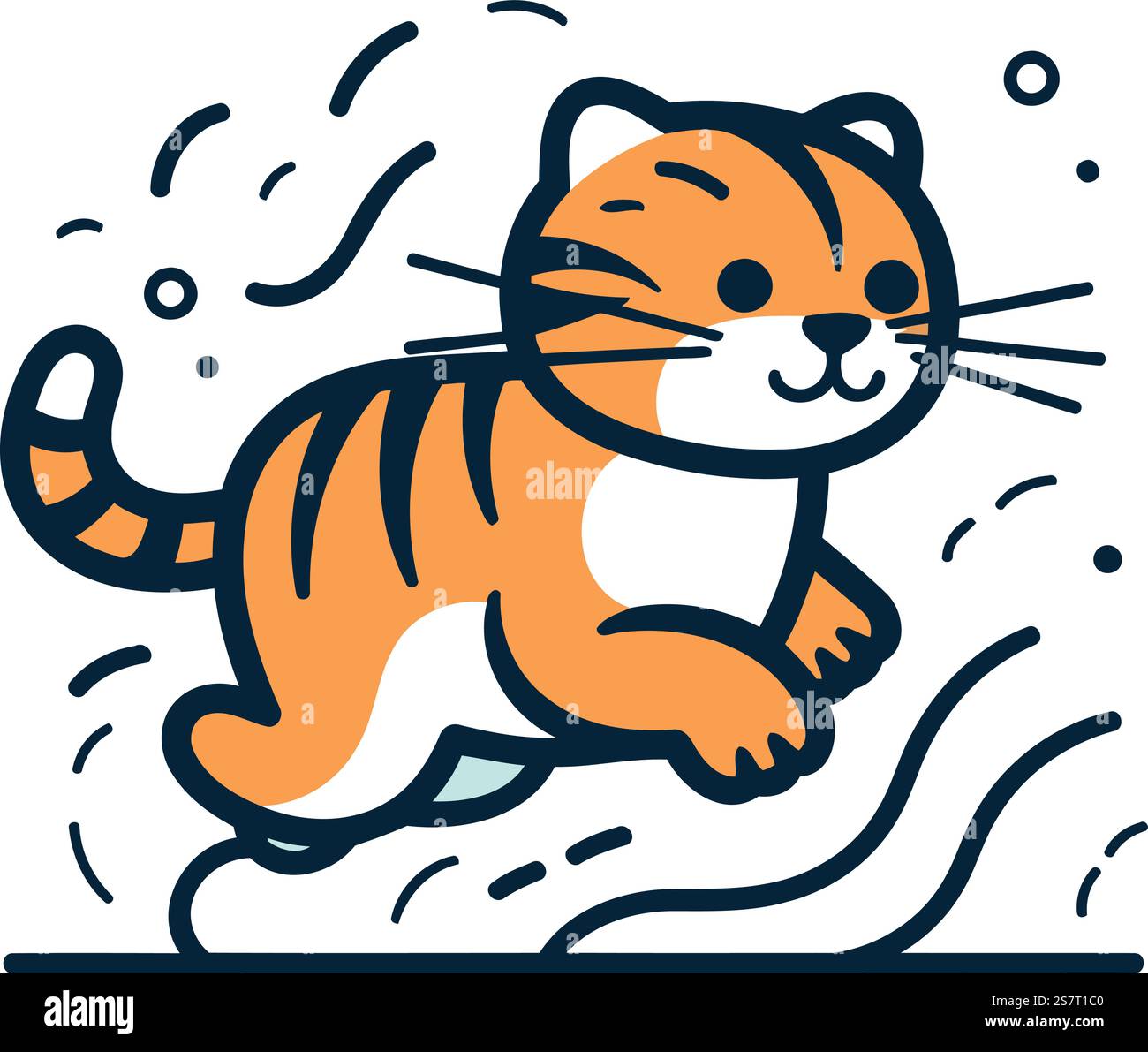 Vector illustration of a cute cat running on a white background. Cute ...