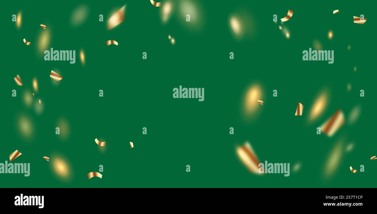 Golden confetti and zigzag ribbon falling from above streamer, tinsel ...