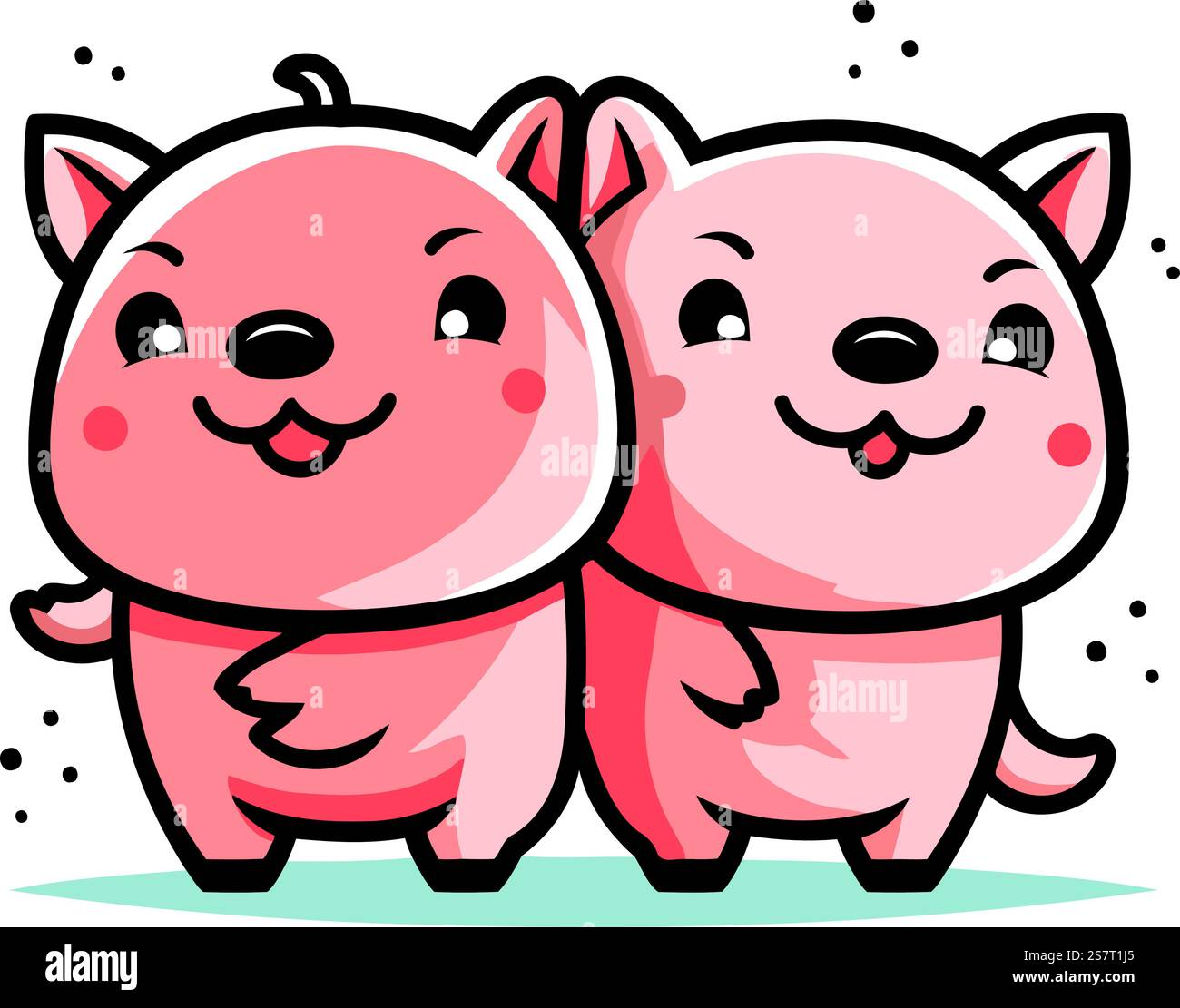 Cute kawaii couple of pigs in love. Vector illustration Stock Vector ...
