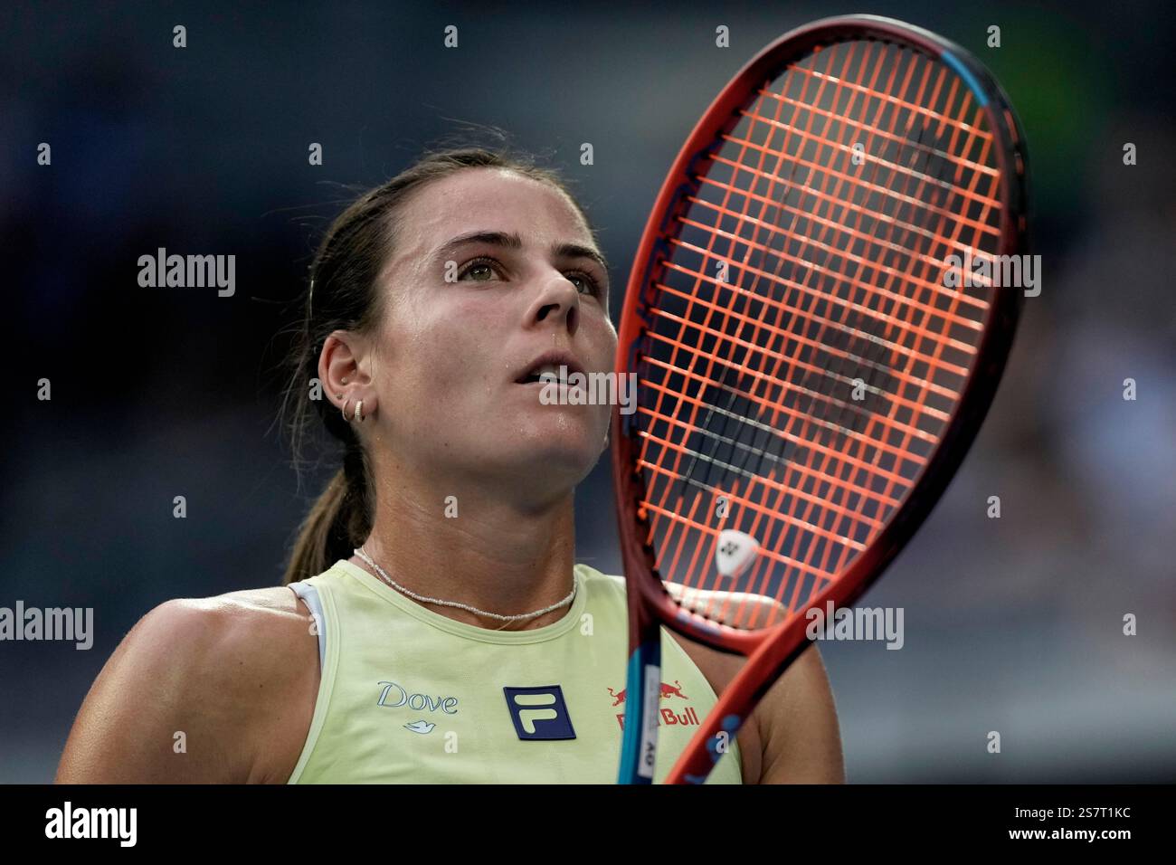 Emma Navarro of the U.S. reacts during her fourth round match against ...