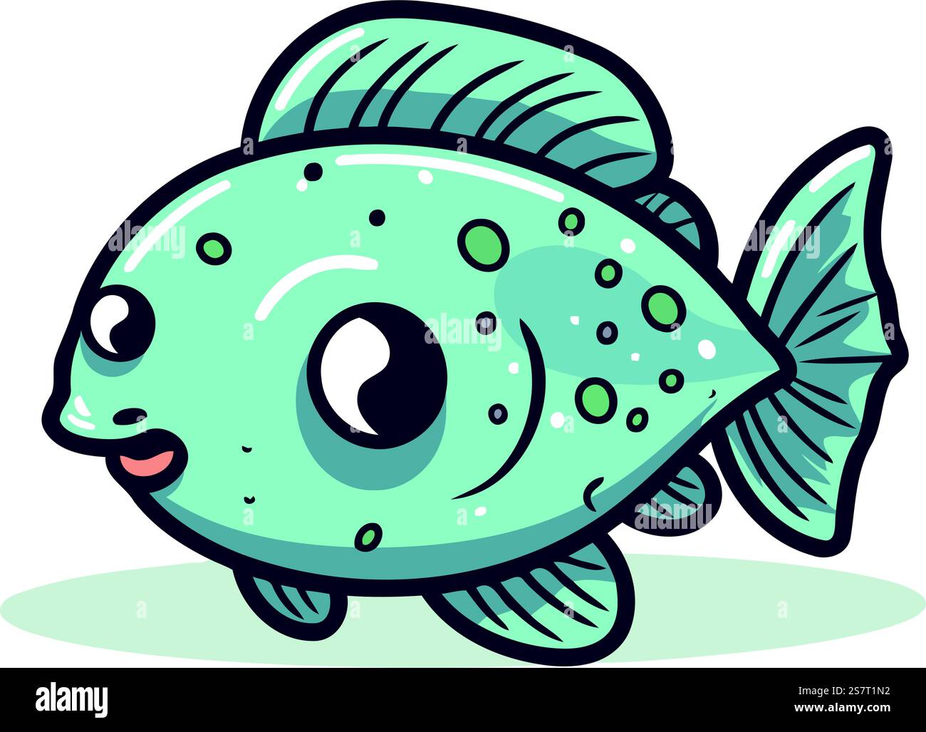 Cute cartoon fish isolated on a white background. Vector illustration ...