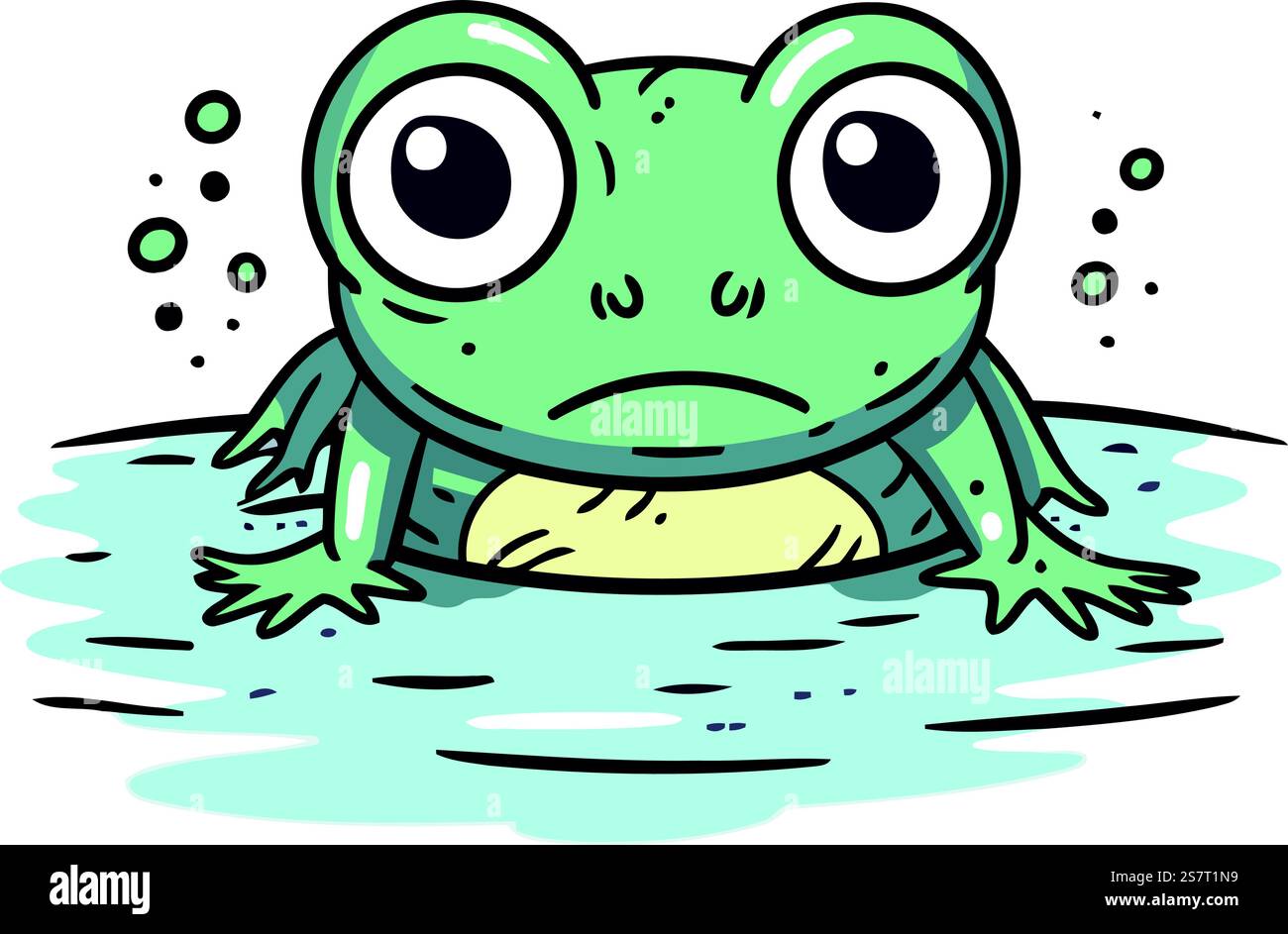 Frog in water. Vector illustration. Cute cartoon character Stock Vector ...