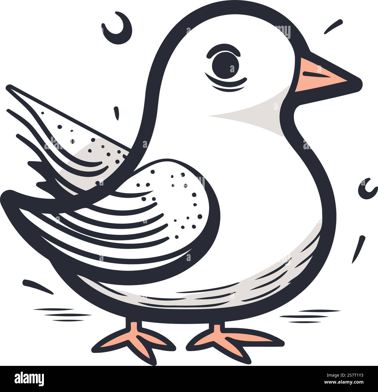 Cute doodle hand drawn seagull. Vector illustration Stock Vector Image ...