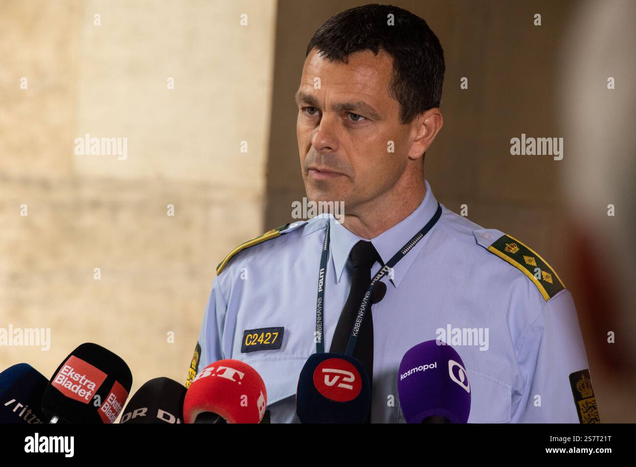Deputy Police Inspector Brian Belling attends a press briefing at the ...