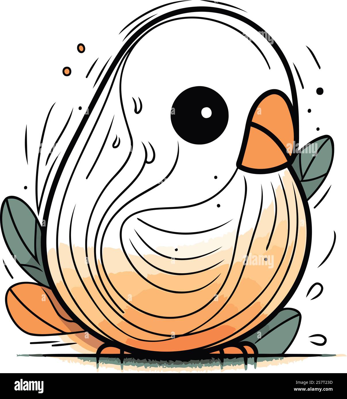 Cute baby bird. Hand drawn vector illustration. Cartoon style Stock ...