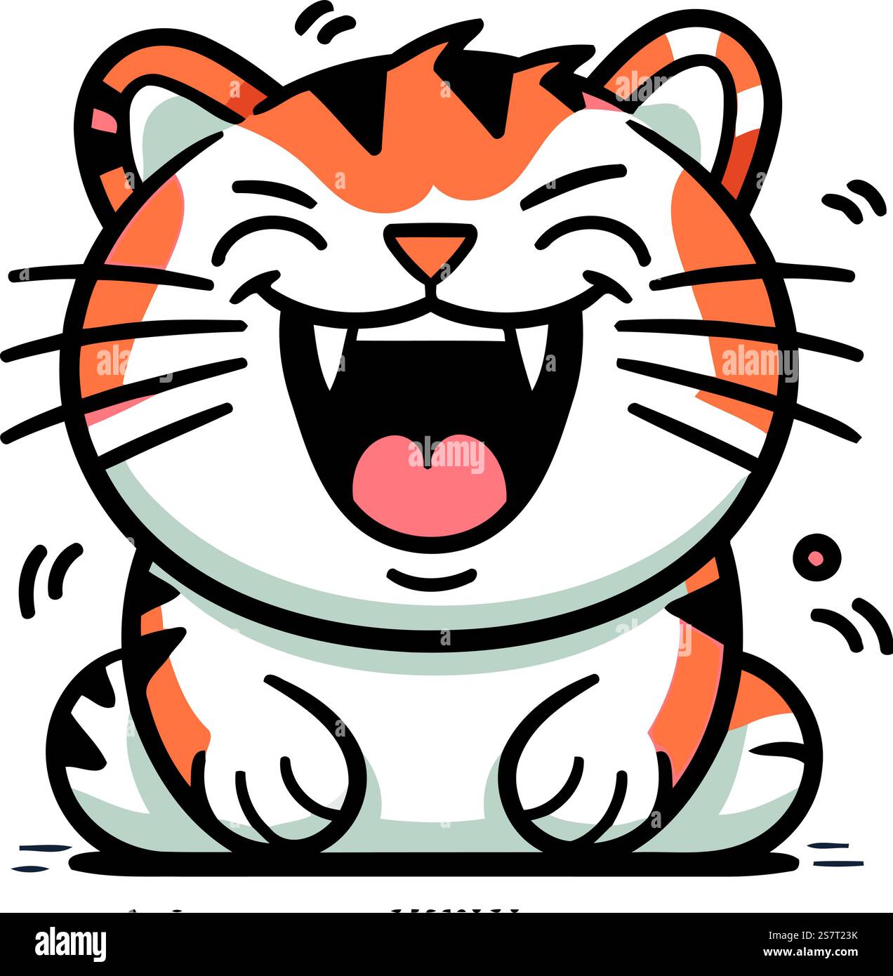 Funny cartoon tiger. Vector illustration. Isolated on white background ...