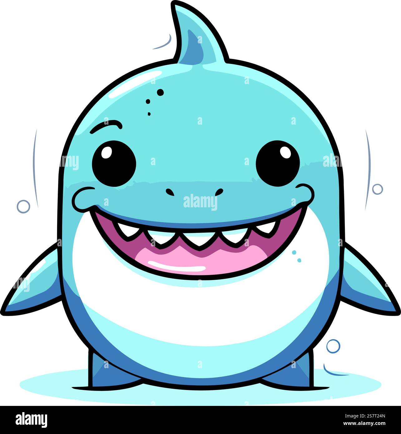 Cute Blue Shark Cartoon Mascot Character. Vector Illustration Stock ...