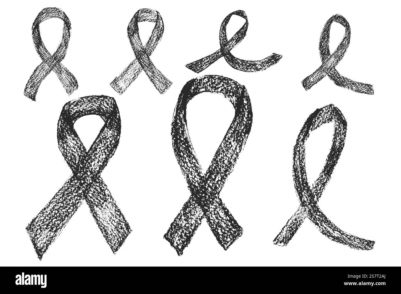 Crayon awareness ribbons set. Symbol of solidarity campaign doodle ...
