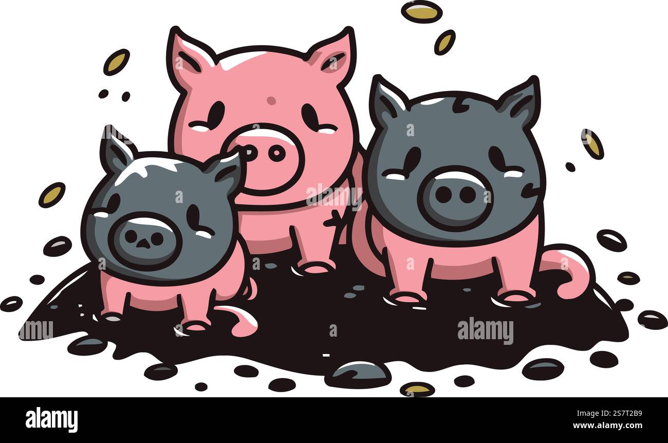 Piggy family. Vector illustration of a piggy family Stock Vector Image ...