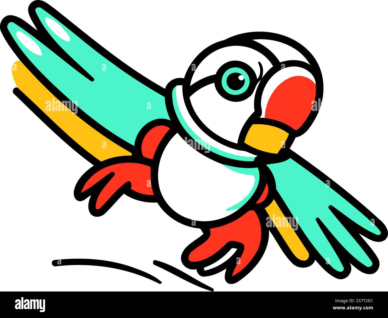 Cute cartoon parrot flying in the sky. Vector illustration Stock Vector ...