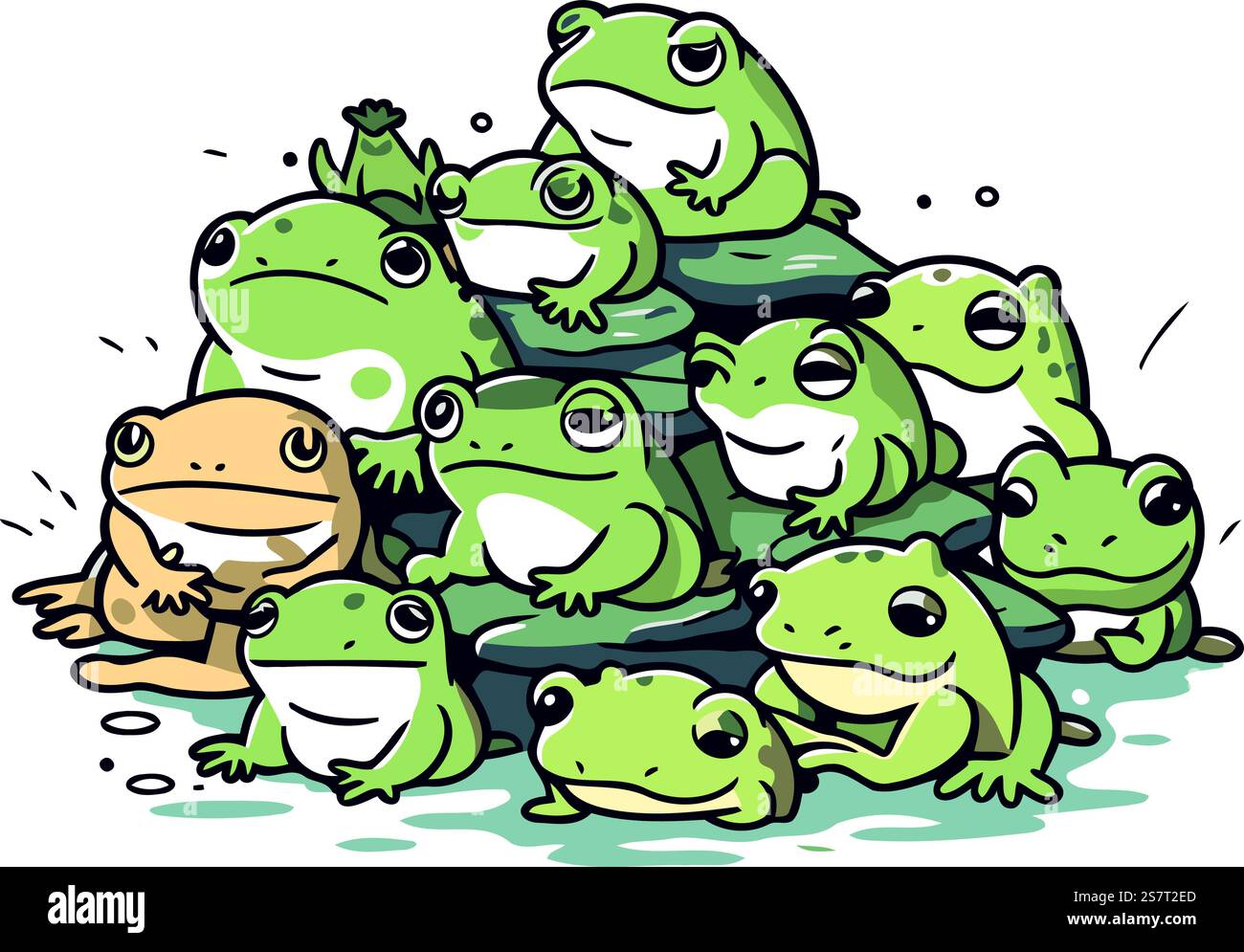 Frogs. Vector illustration of a group of cartoon frogs Stock Vector ...