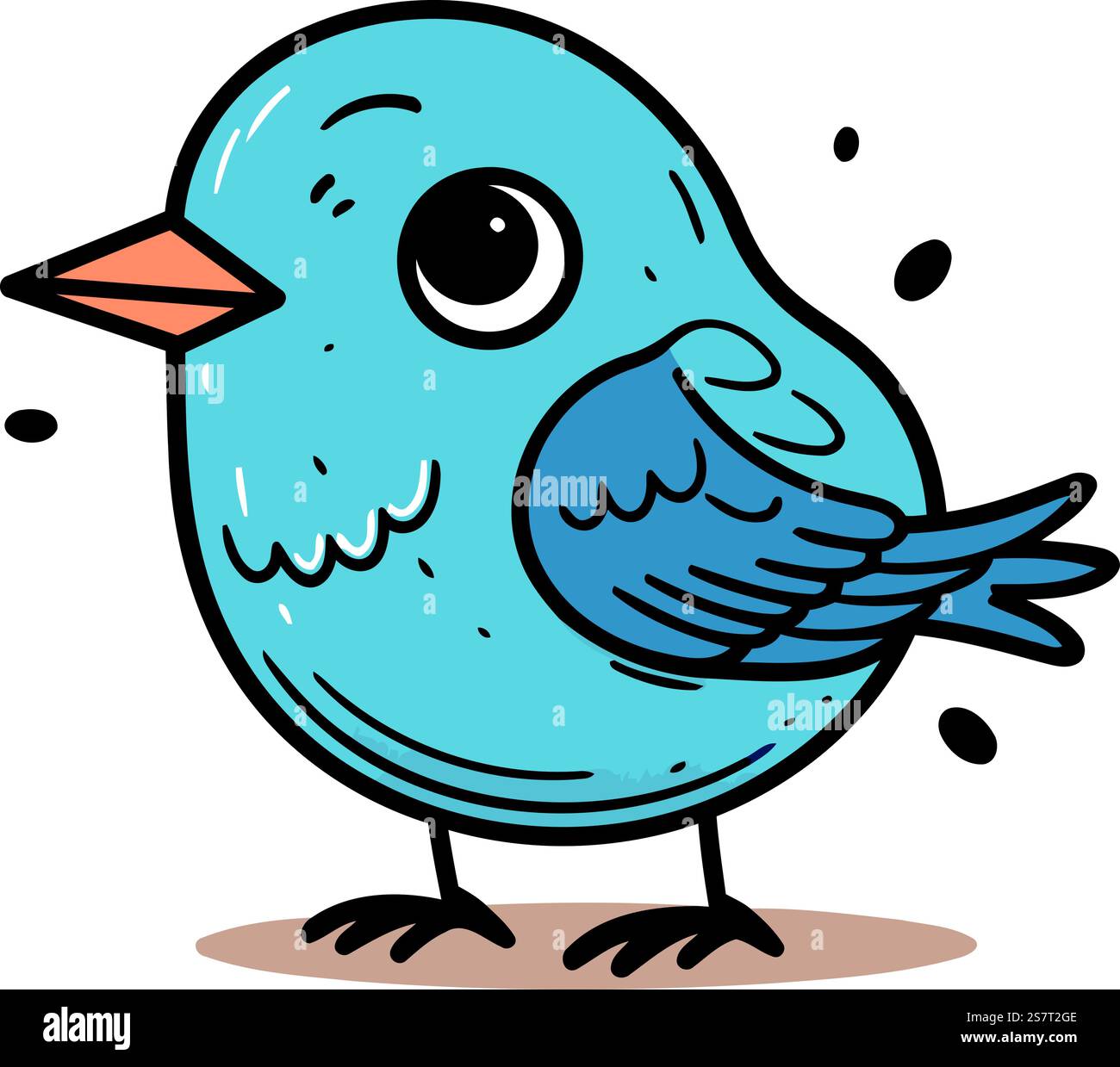 Vector illustration of cute blue bird. Isolated on white background ...