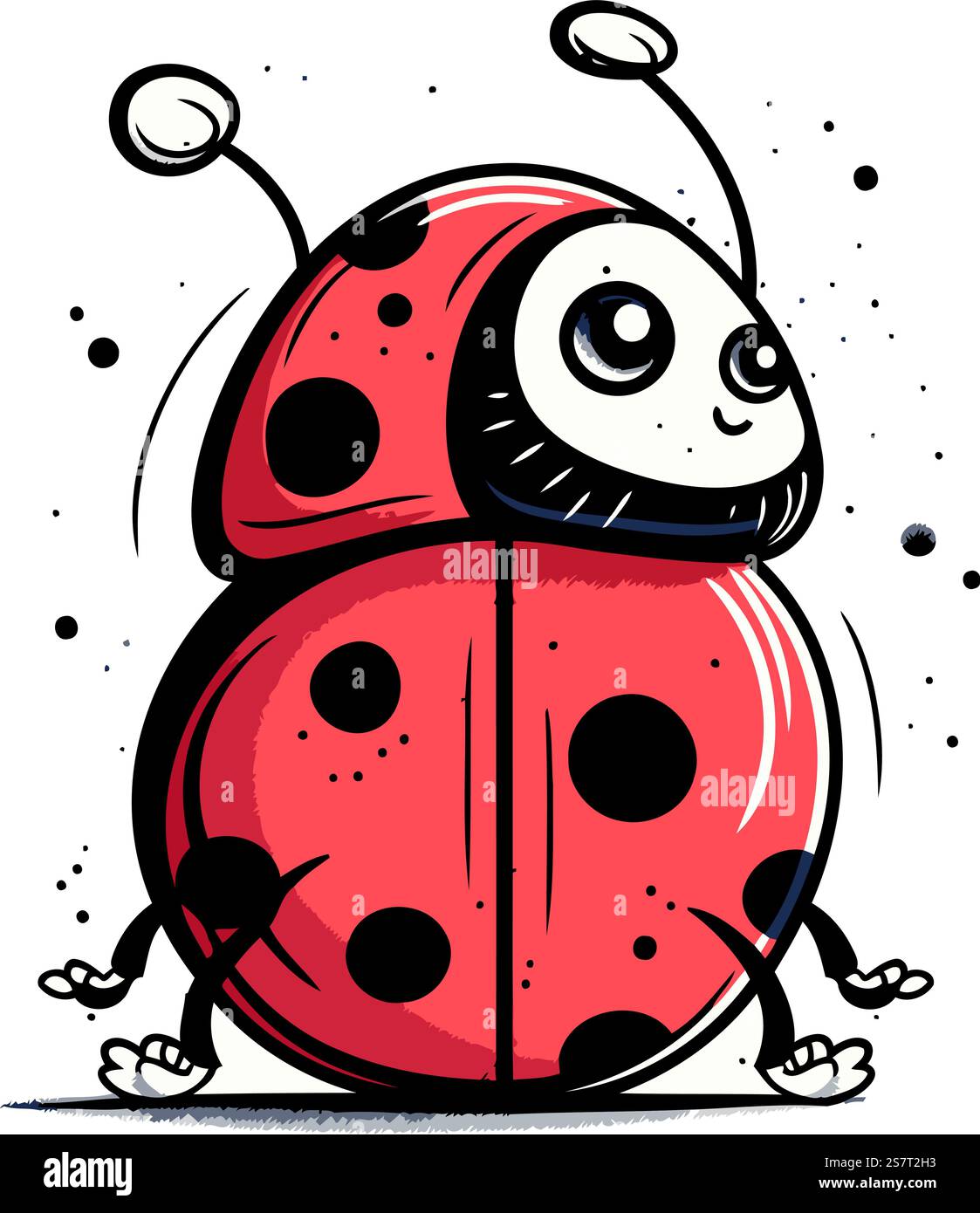 Cute cartoon ladybug. Hand drawn vector illustration isolated on white ...