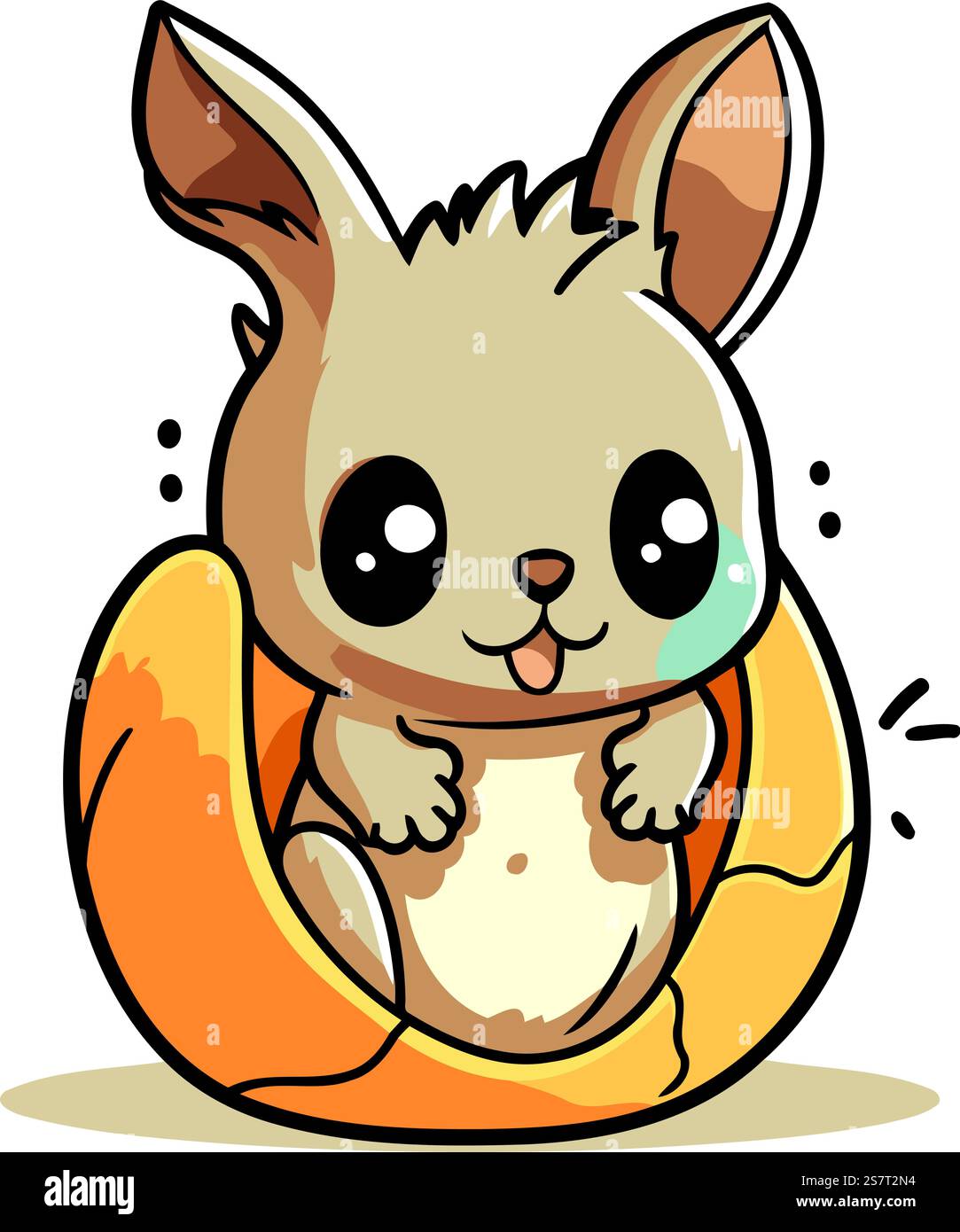 Cute rabbit peeking out of egg shell. Vector illustration Stock Vector ...