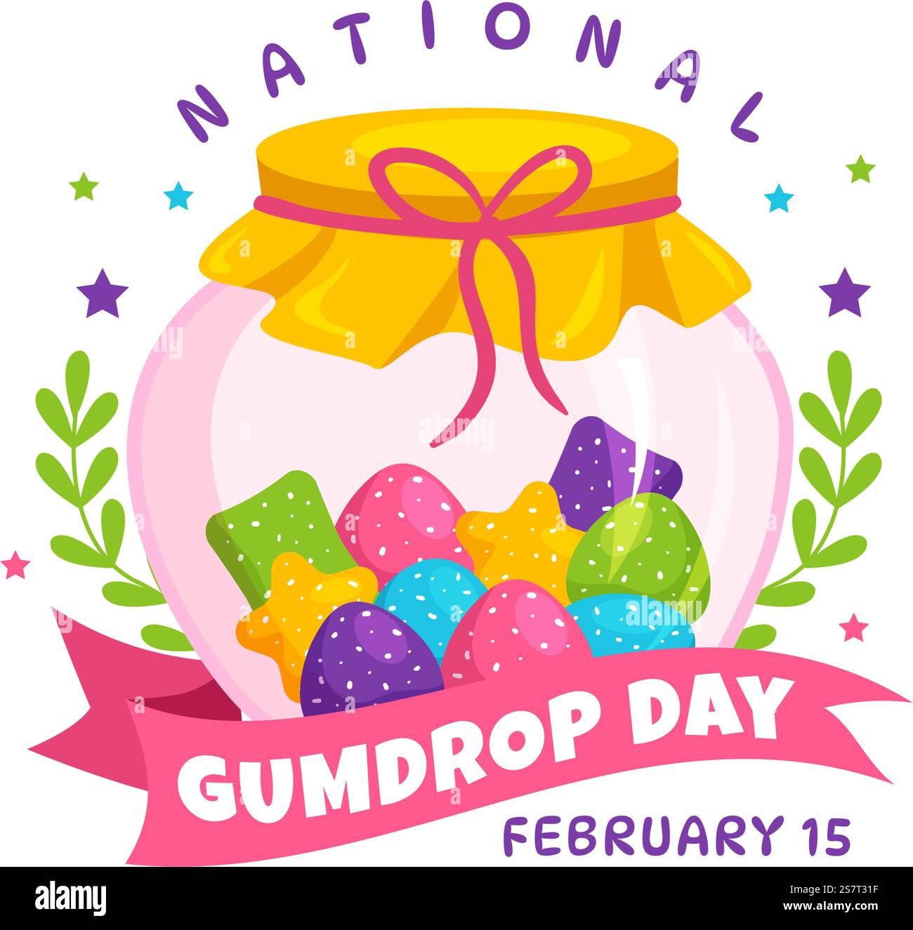 National Gumdrop Day Vector Illustration on February 15 with Delicious ...