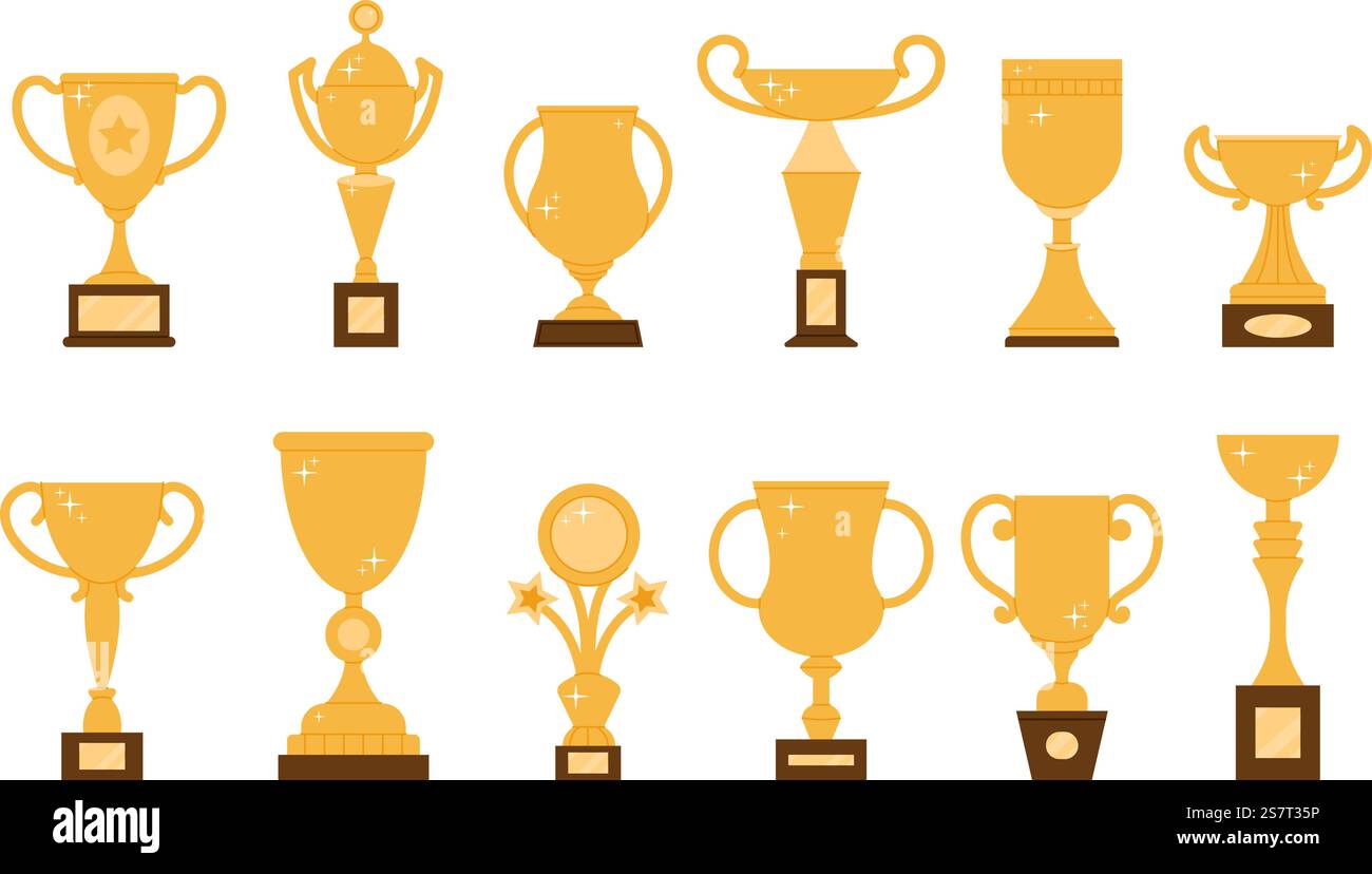 Winner golden flat trophy. Champion cup sign, racing or sport victory ...