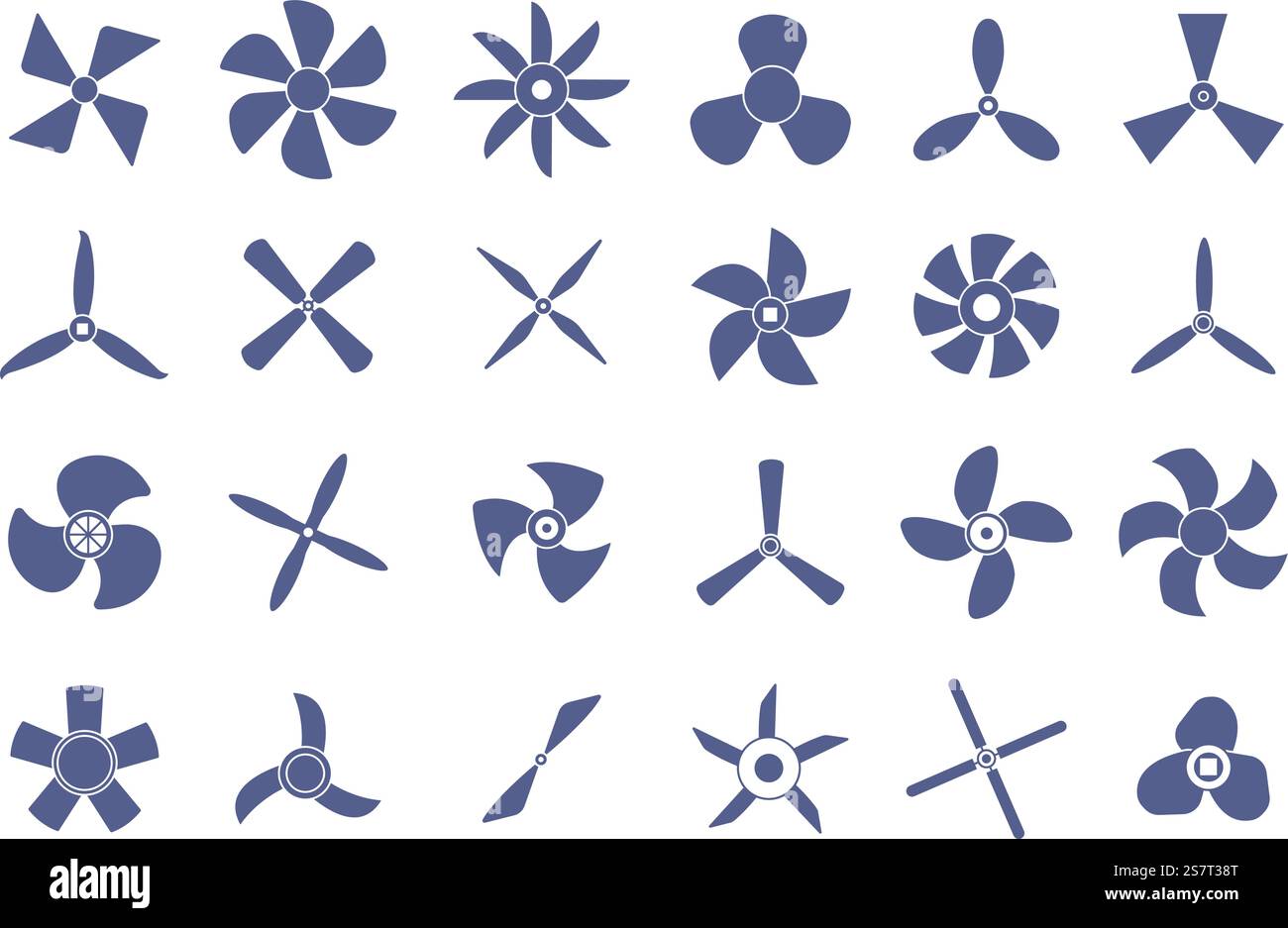 Boat propellers screws icon. Marine or airplane turbine screw symbols ...