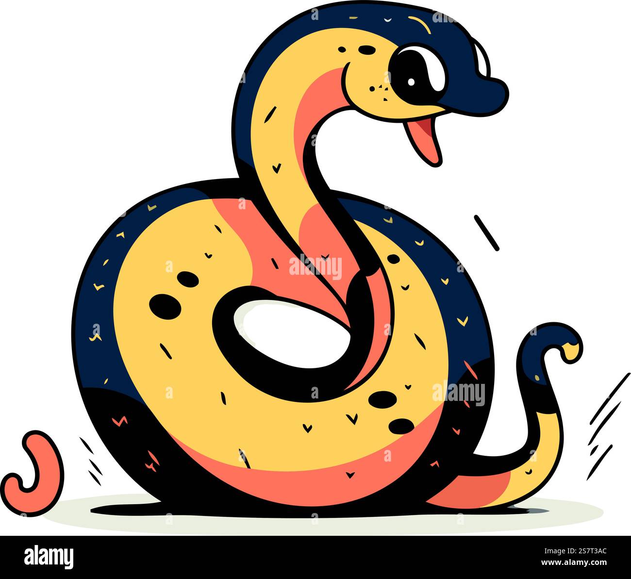 Funny cartoon snake. Vector illustration. Isolated on white background ...