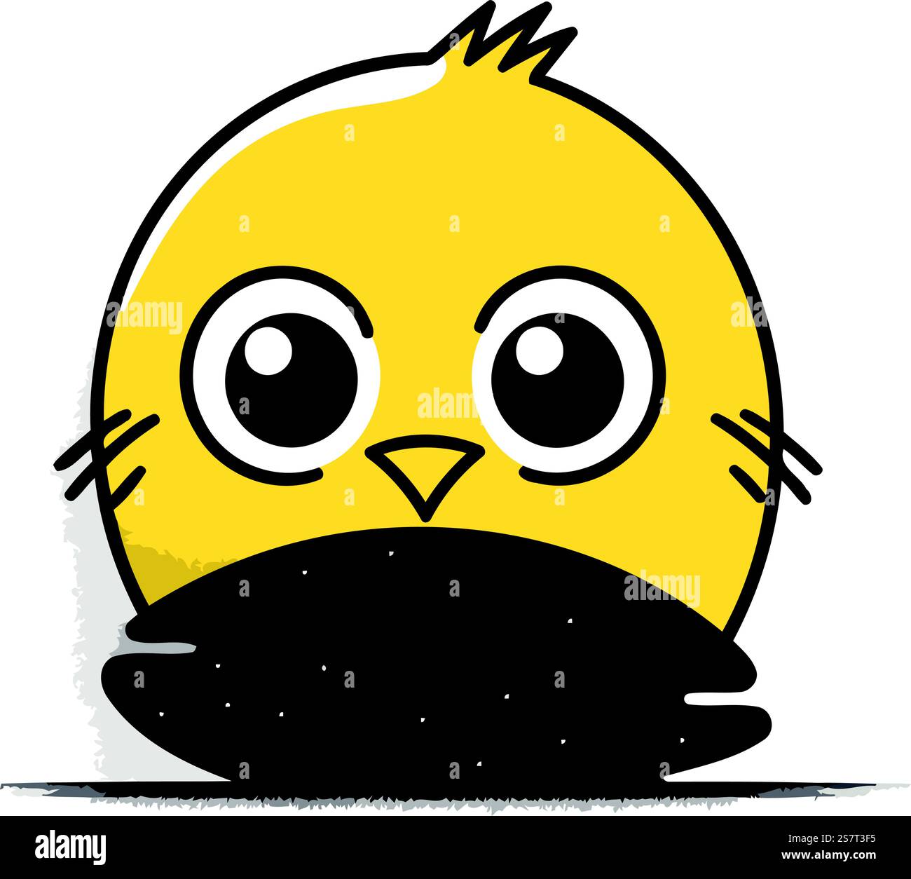 Cute yellow chicken with big eyes on white background. Vector ...