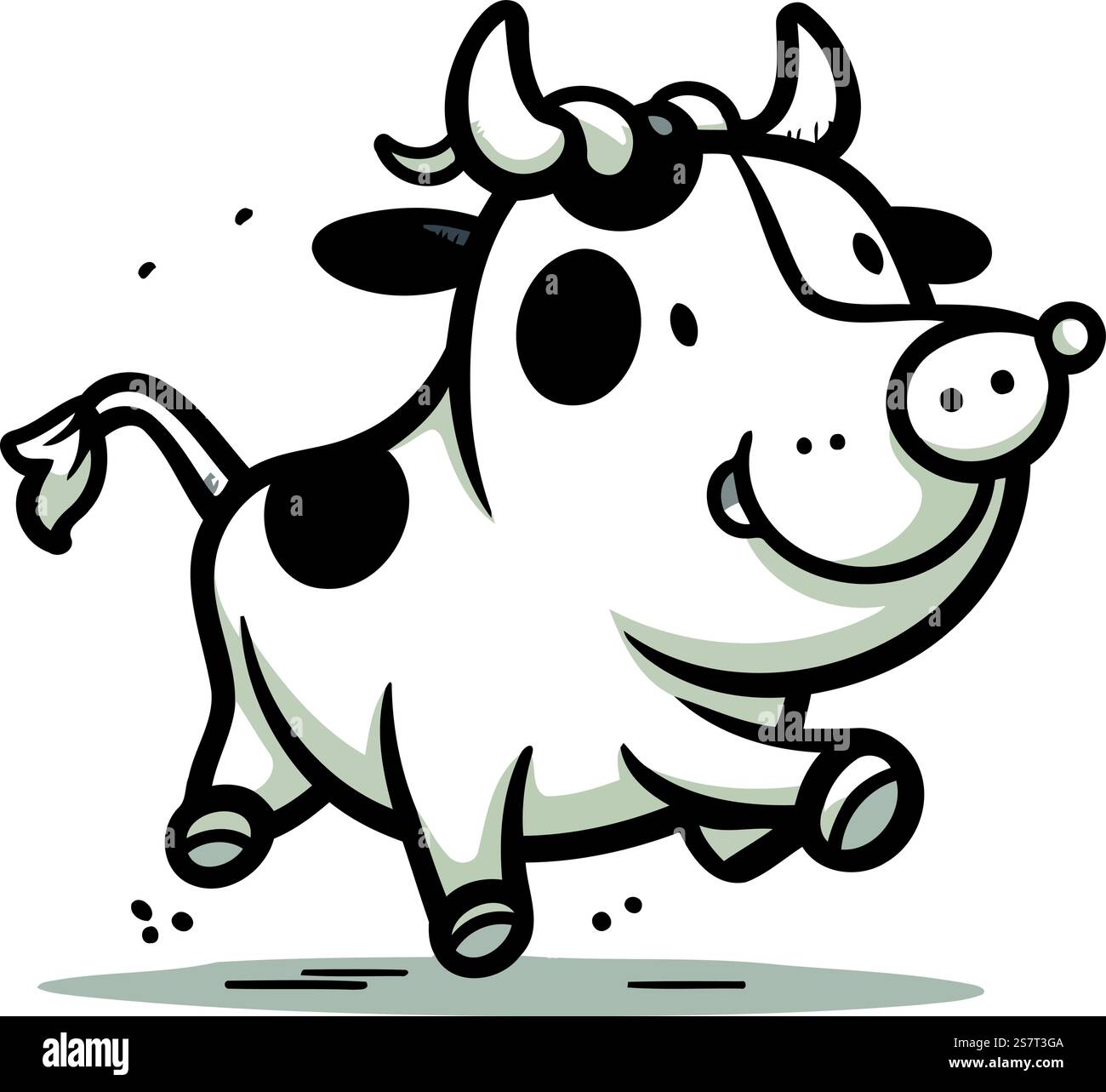 Cute cartoon cow running isolated on white background. Vector ...