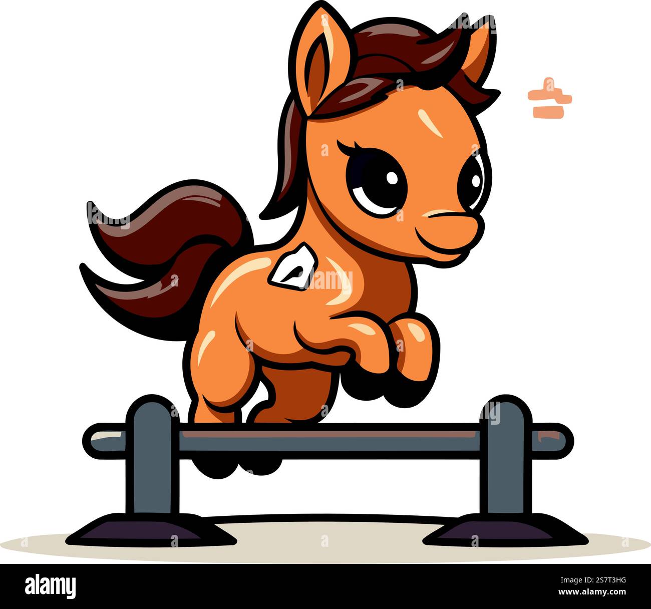 Horse Jumping Cute Cartoon Animal Character Vector Illustration Stock ...