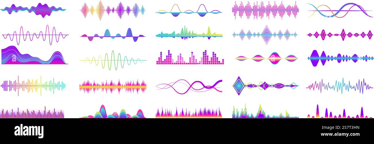 Abstract vibrant sound wave. Technology audio waves, radio or voice ...