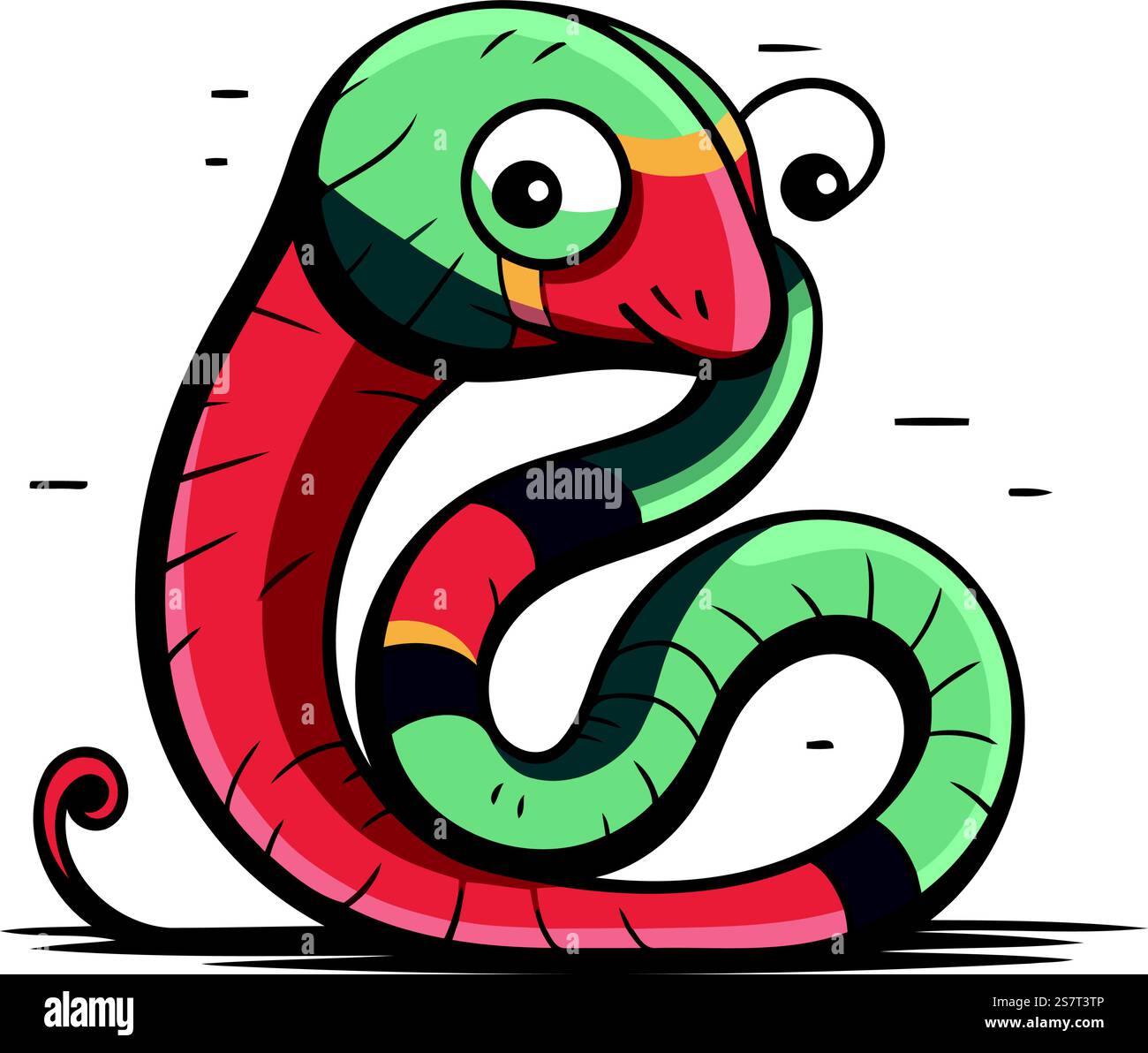 Cute cartoon snake. Vector illustration. Isolated on white background ...