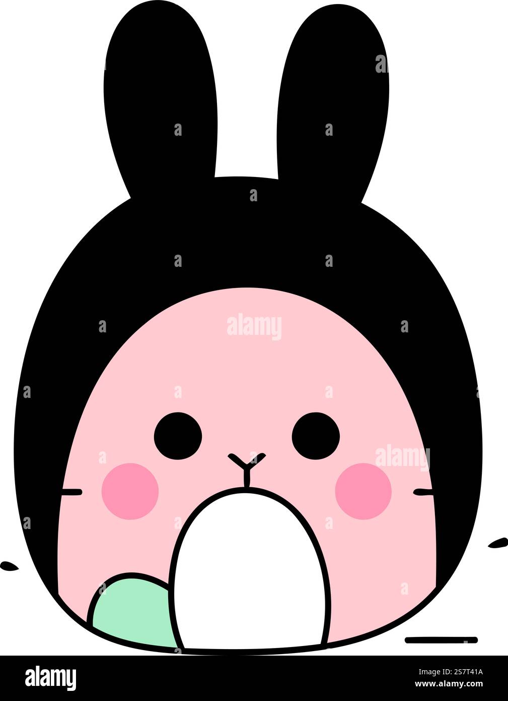 cute kawaii rabbit face emoticon cartoon vector illustration graphic ...