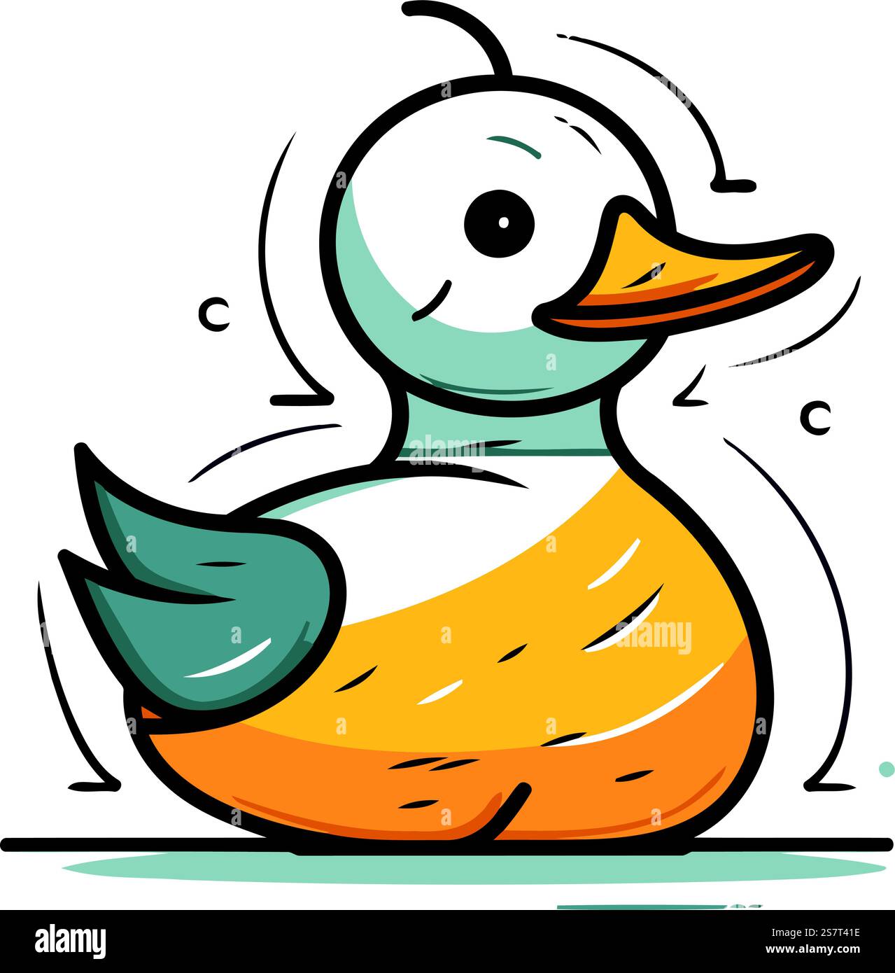 Cartoon funny duck. Vector illustration. Isolated on white background ...