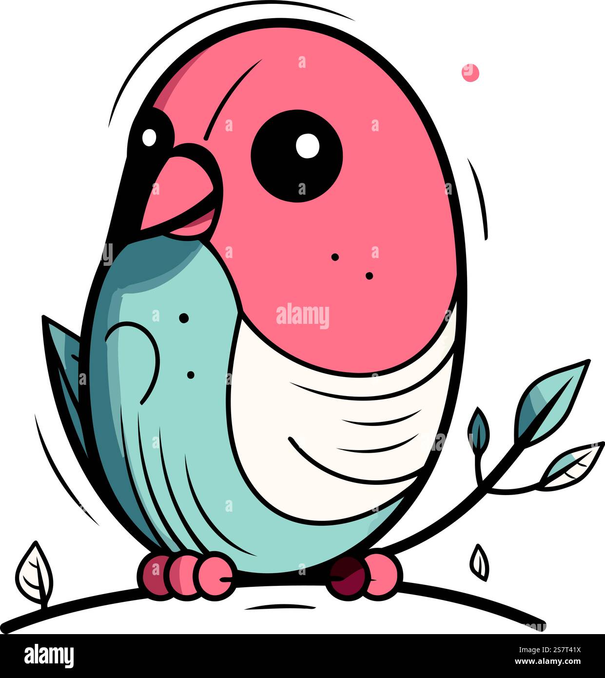 Cute cartoon bird sitting on a tree branch. Vector illustration Stock ...