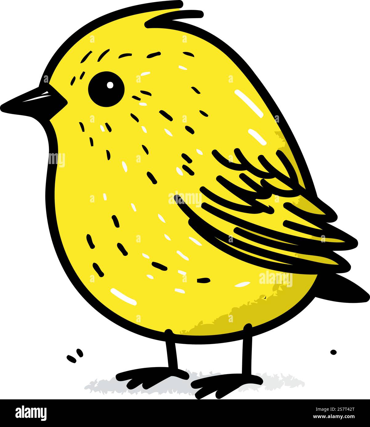 cute little yellow bird cartoon vector illustration hand drawn sketch ...