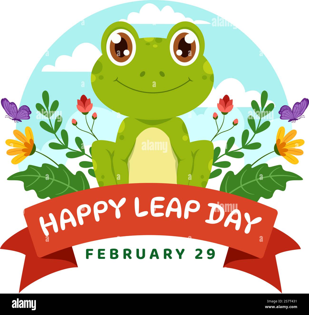 Happy Leap Day Vector Illustration on 29 February with Jumping Frogs ...