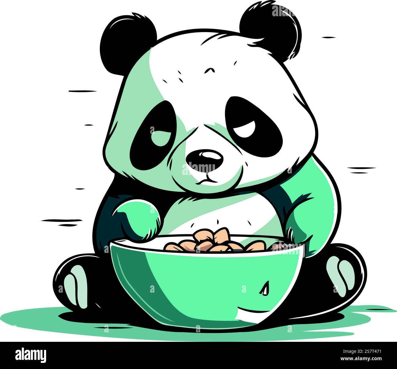 Illustration of a cute panda eating a bowl of food Stock Vector Image ...