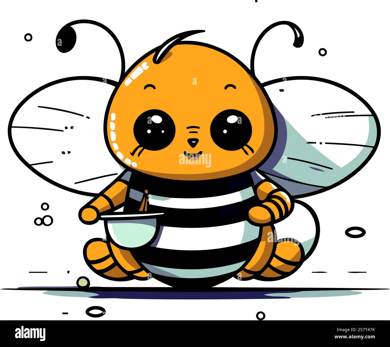 Cute cartoon bee with a cup of coffee. Vector illustration Stock Vector ...