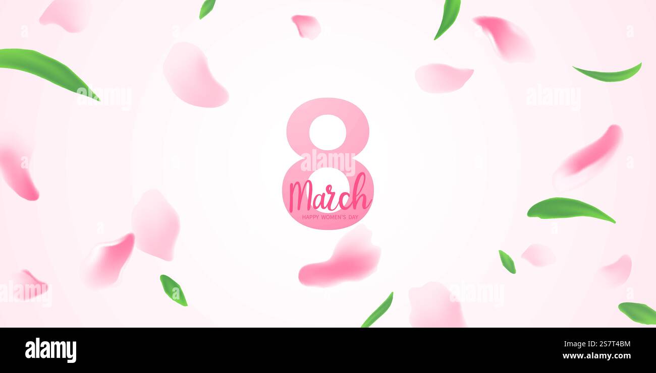 March 8th Happy Mother’s Day with beautiful flower petals vector ...
