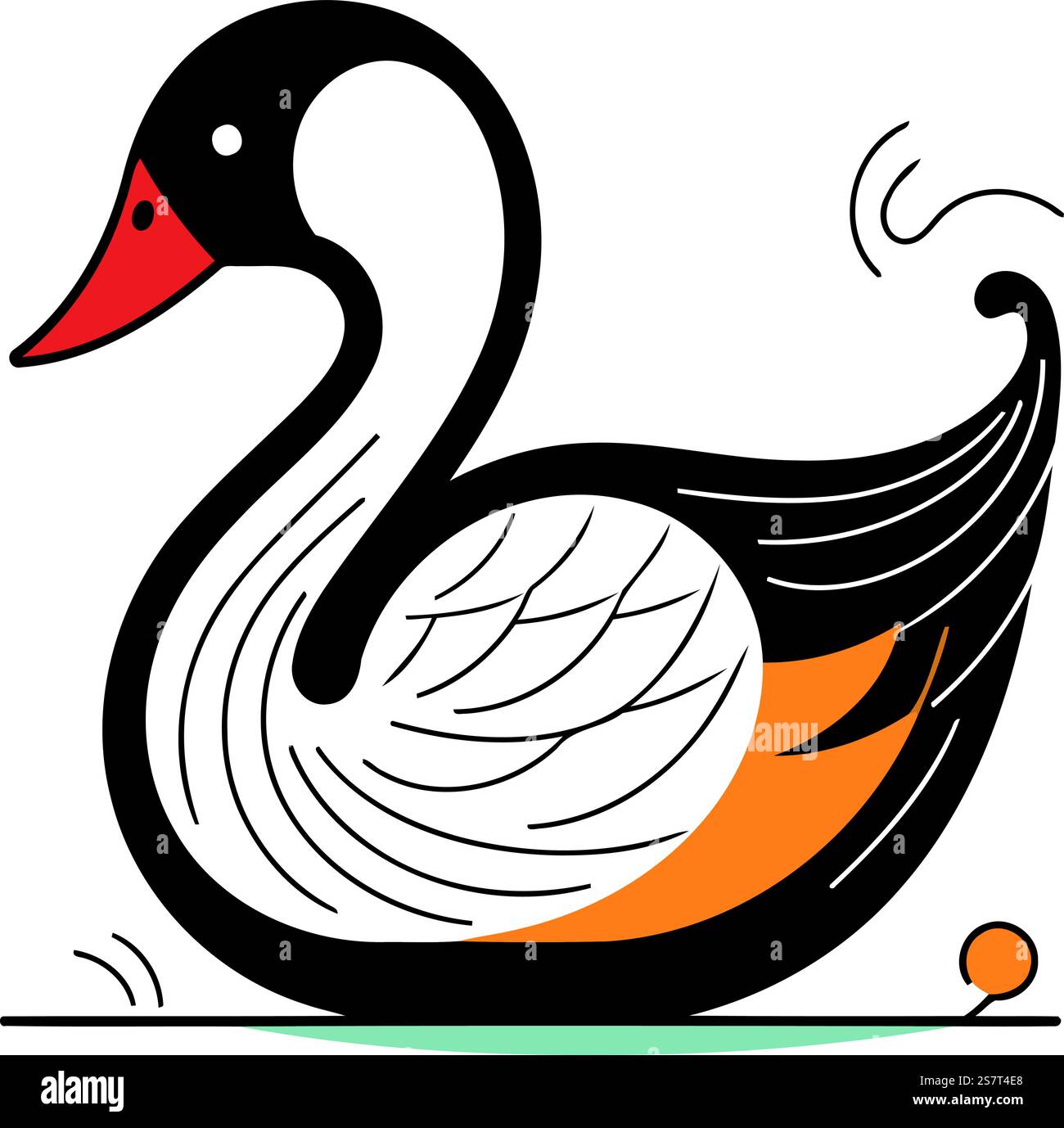 Vector illustration of a stylized swan in a flat style Stock Vector ...