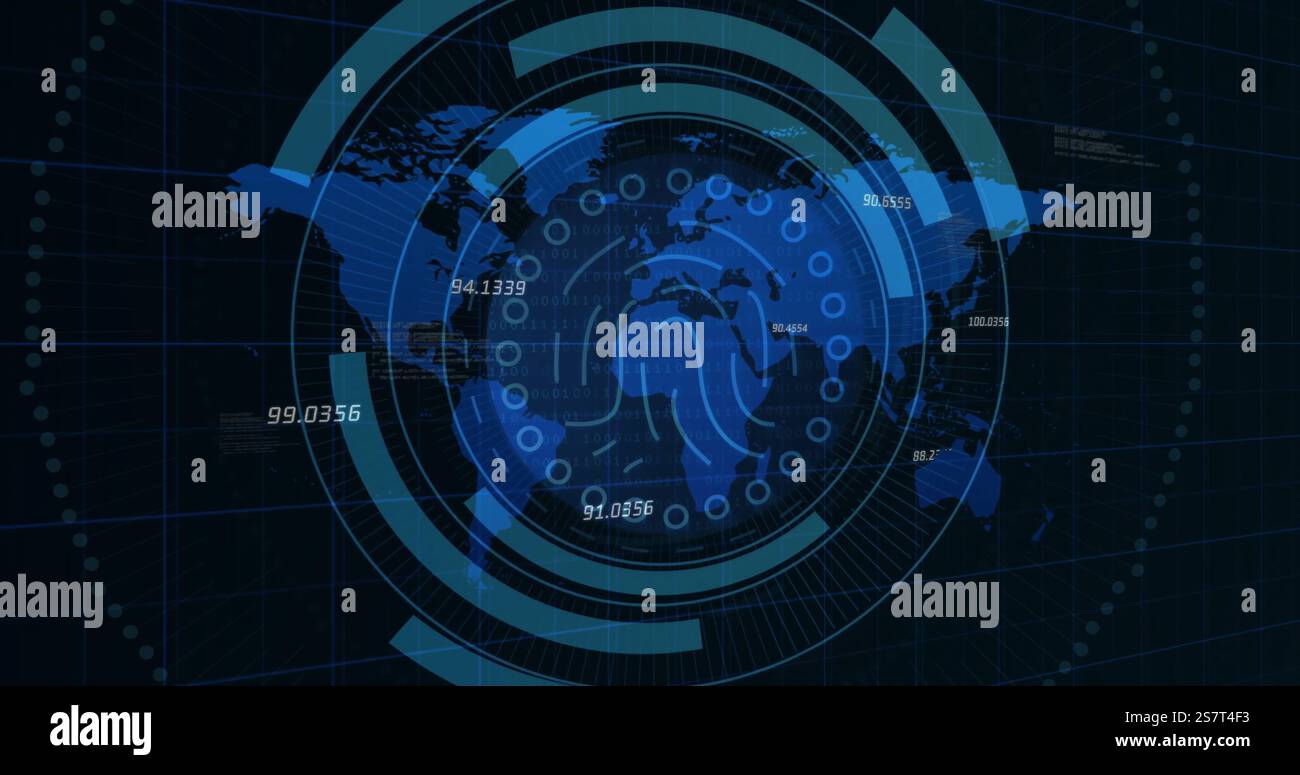 Image of data processing over scope scanning and world map Stock Photo ...