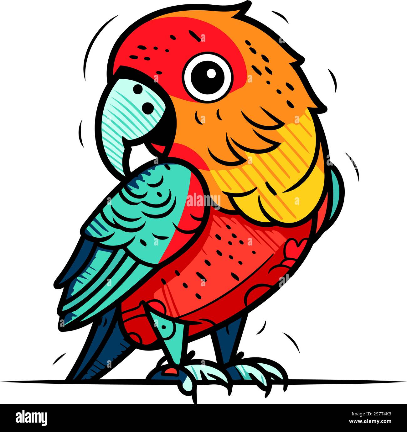 Parrot cartoon vector illustration. Hand drawn parrot vector ...