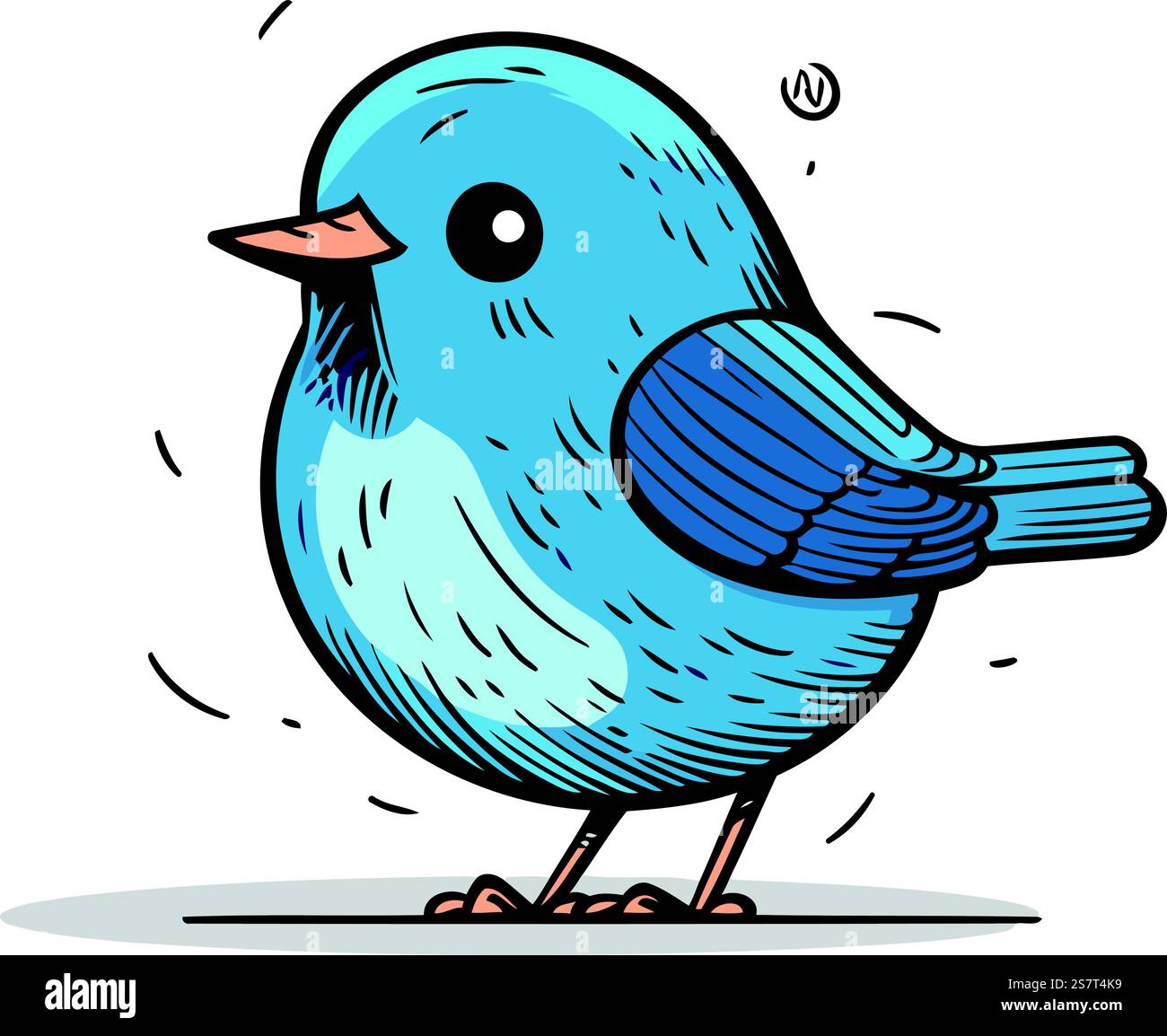 Blue bird isolated on white background. Hand drawn vector illustration ...