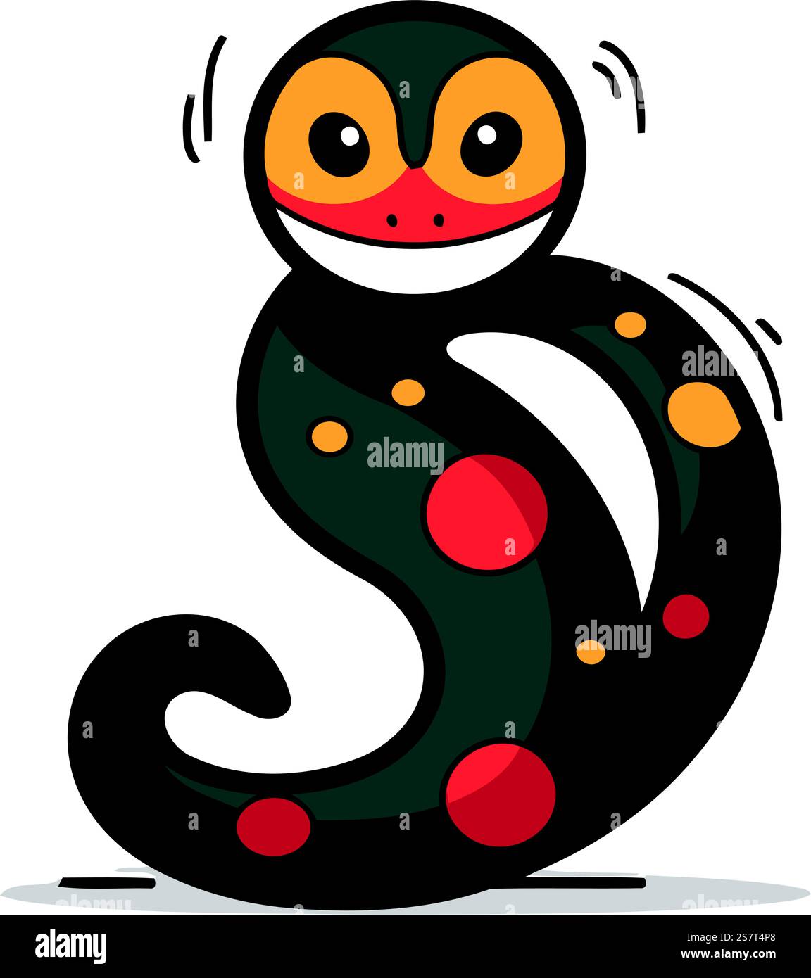 Black snake with red dots on a white background. Vector illustration ...