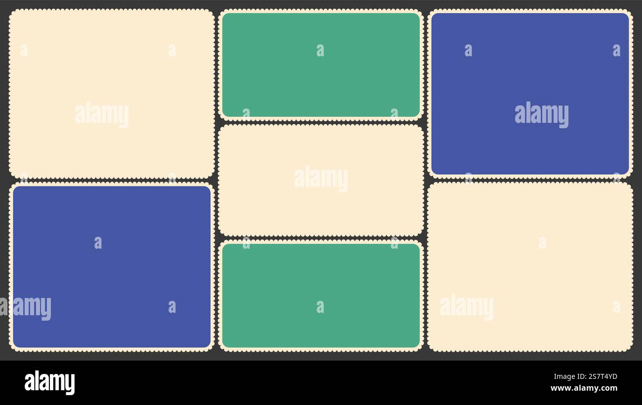 Scallop edged frame templates set. Bento collage grid shapes. Geometry ...