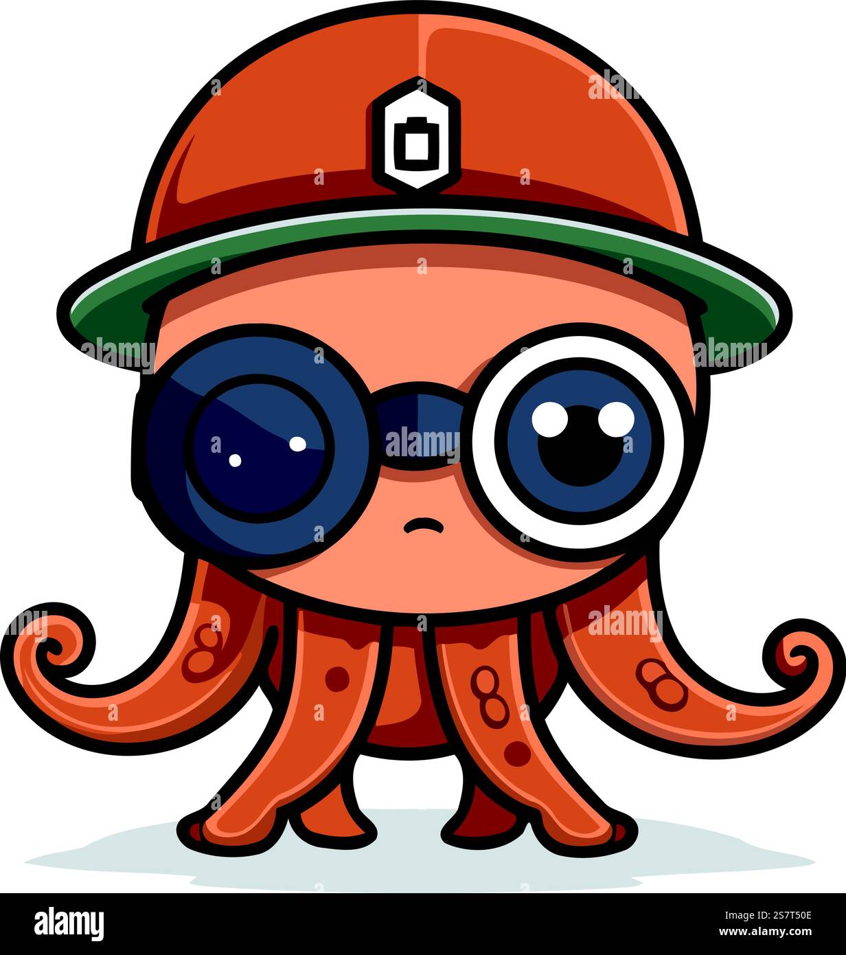 Octopus wearing a police hat and glasses. Cute cartoon vector ...