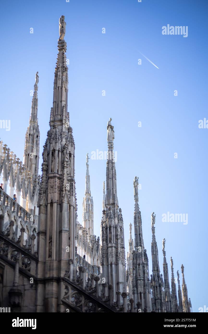 Ornate Gothic Spires of Milan Cathedral (Duomo di Milano) Against a ...